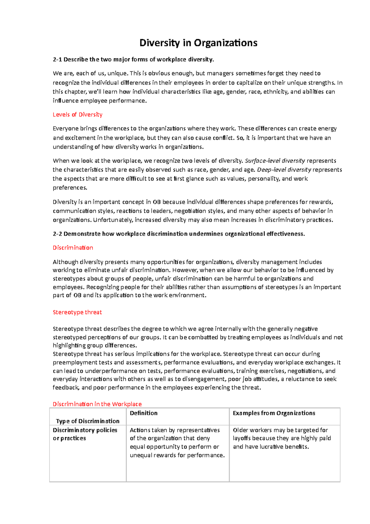 Chapter-2. Diversity in Organizations - Diversity in Organizations 2-1 ...