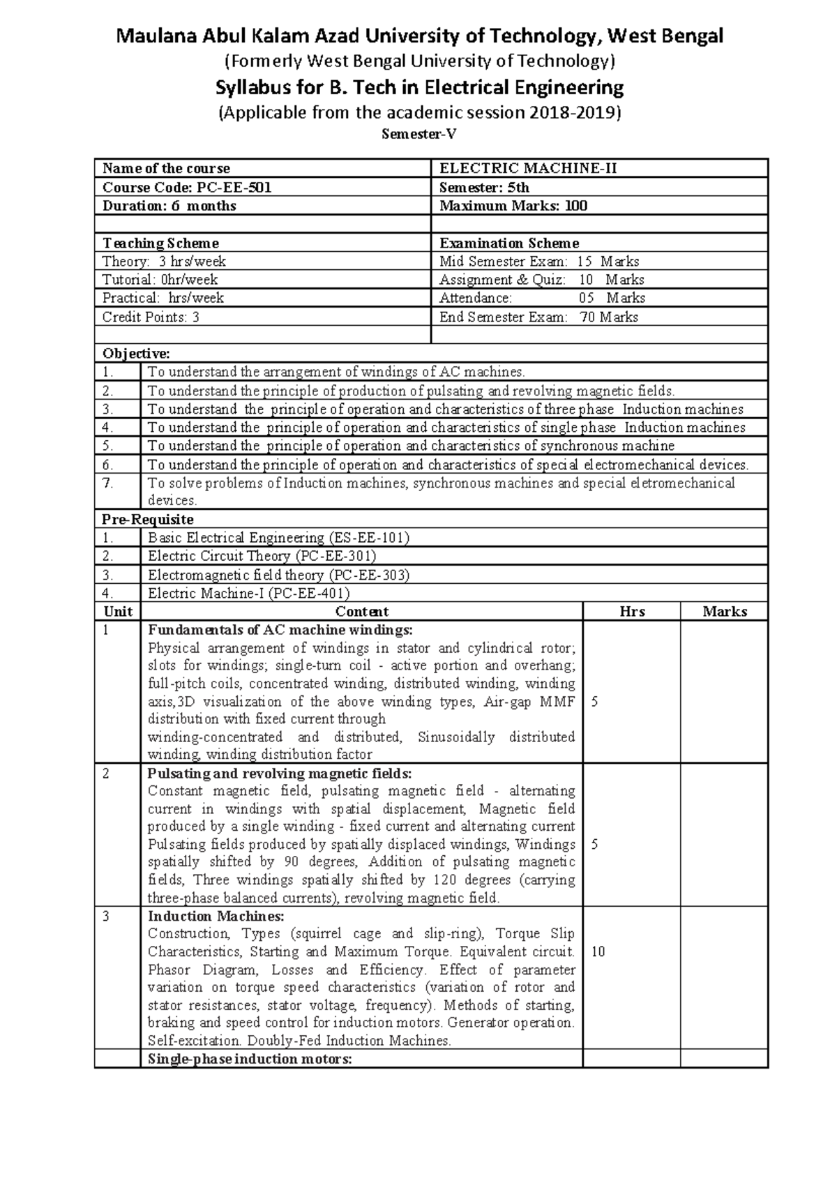 Sem5 - Topic to be discussed - (Formerly West Bengal University of Technology) Syllabus for B ...