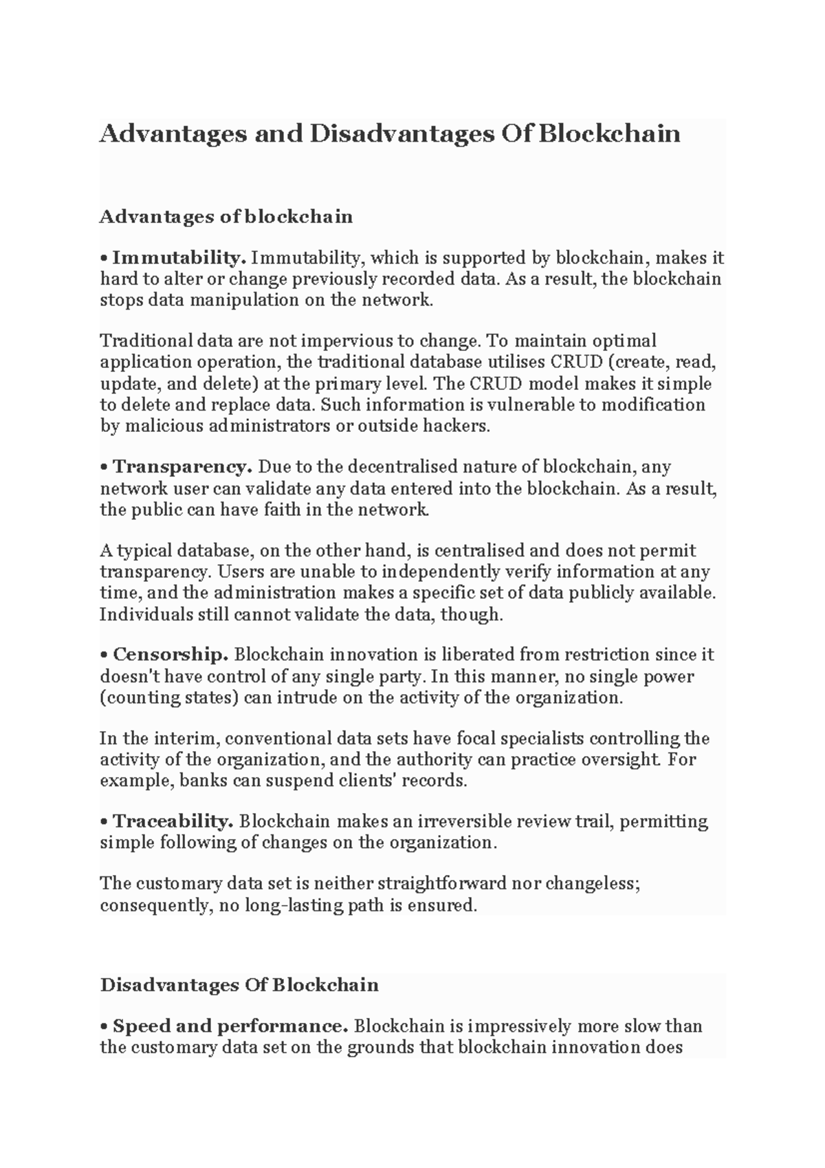 Blockcain pros and cons - Advantages and Disadvantages Of Blockchain ...