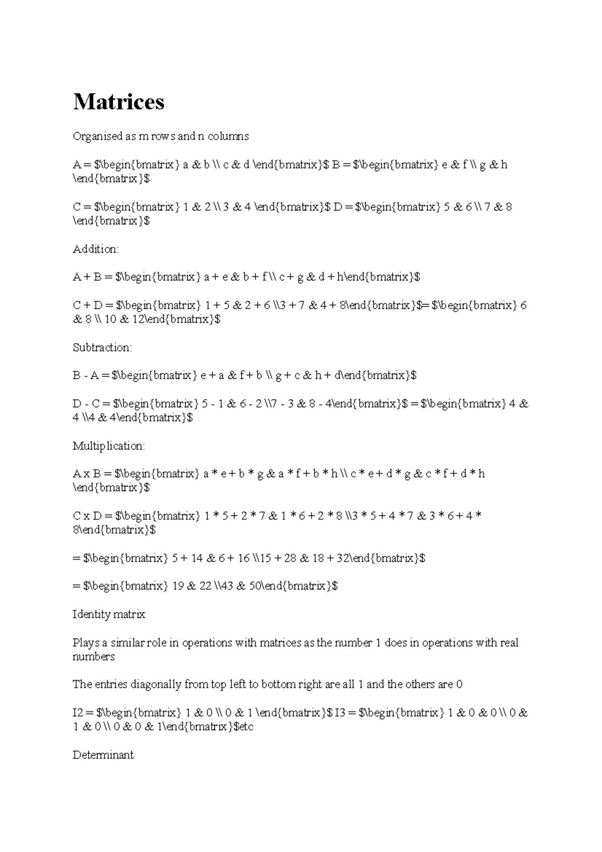 Matrices in Encryption - Matrices Organised as m rows and n columns A ...