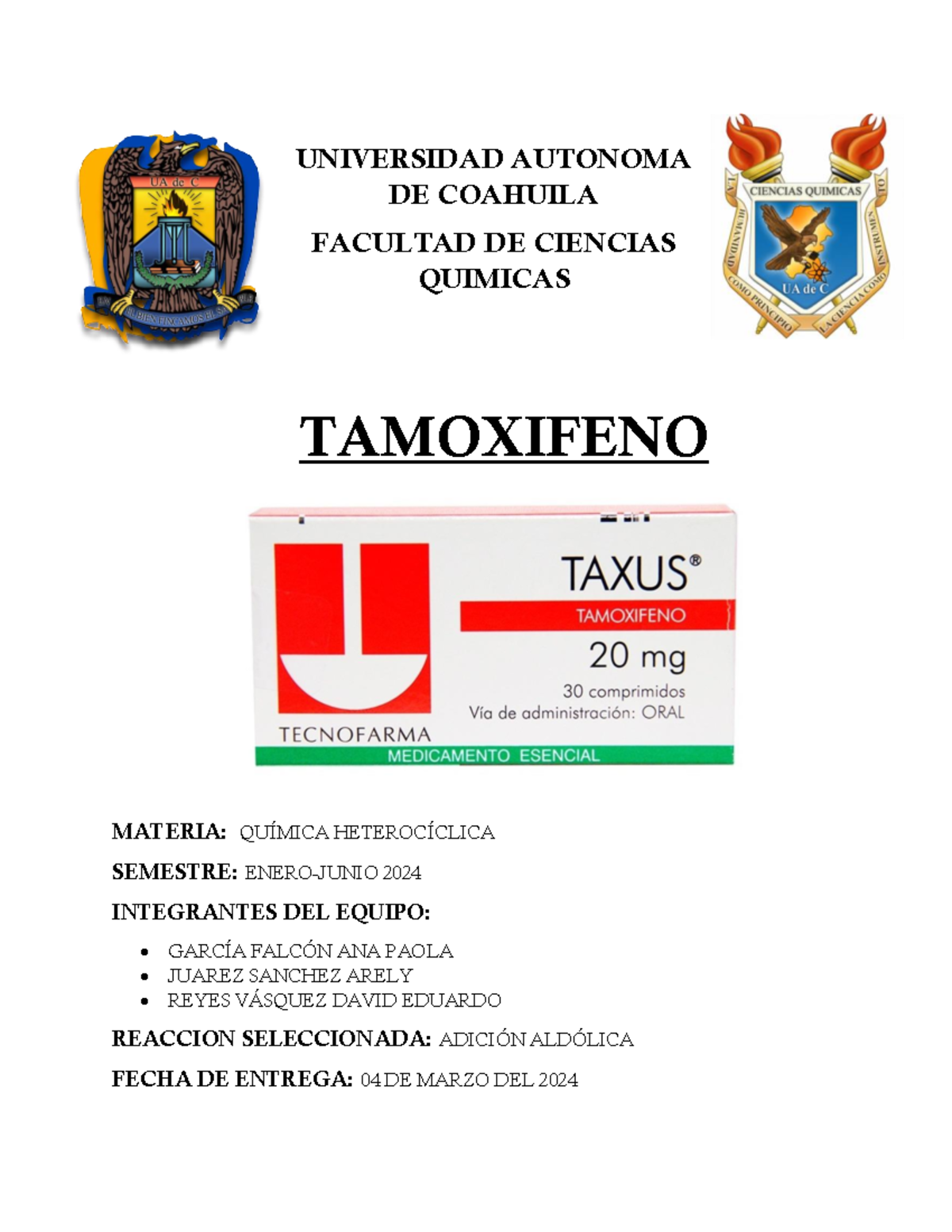 P1-E4-Tamoxifeno - medicamento tamoxifeno - TAMOXIFENO MATERIA: QUÍMICA ...