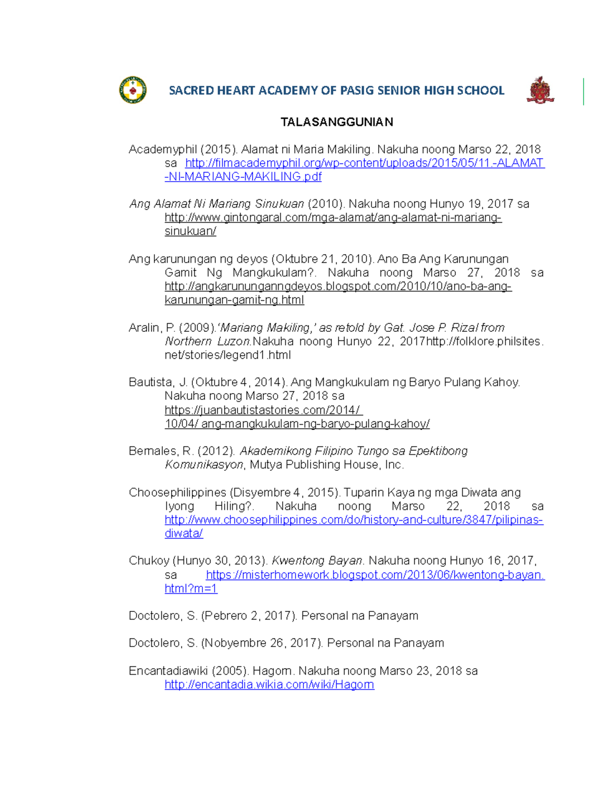 Talasanggunian. Appendix at Personal na Datos - TALASANGGUNIAN ...