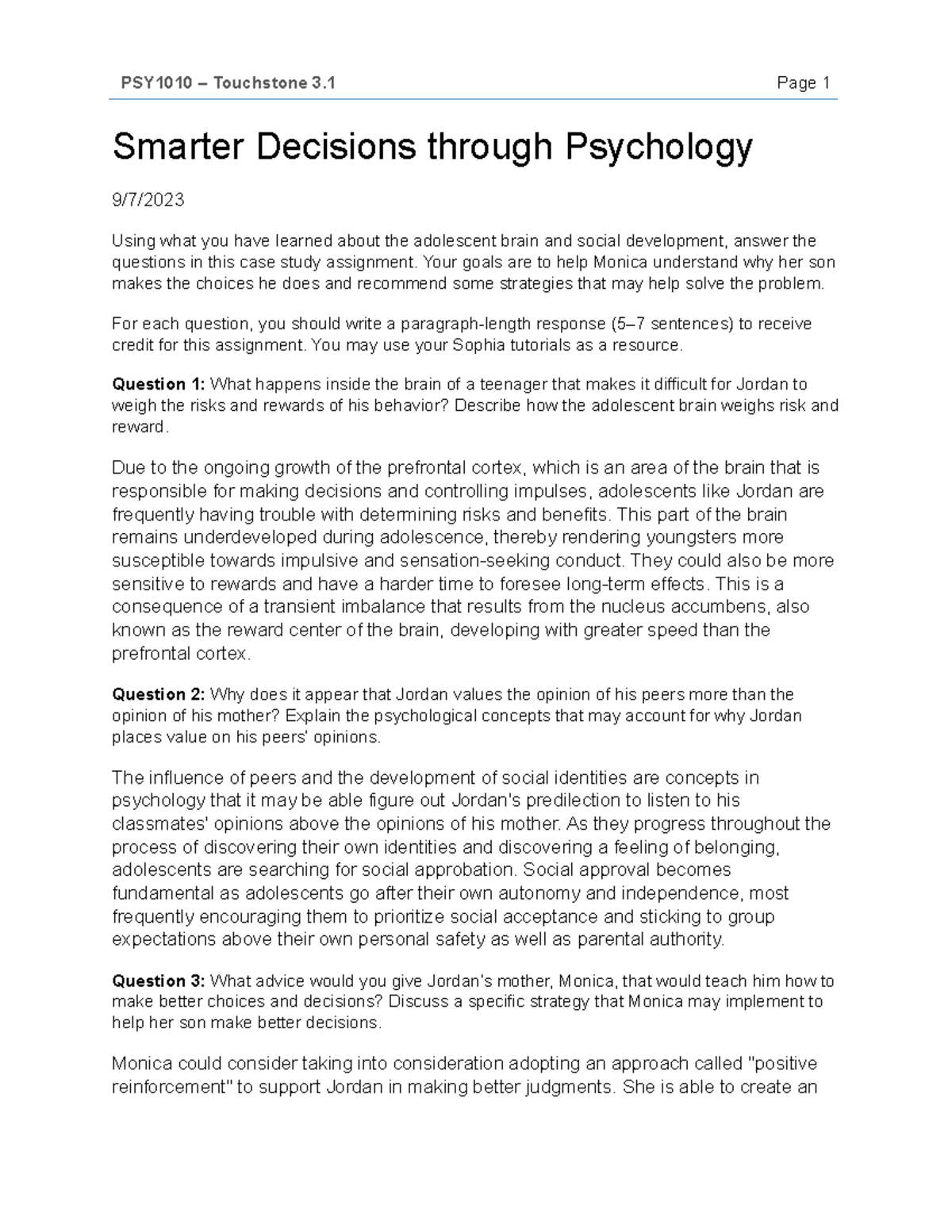 Psy touchstone (personality development) - Smarter Decisions through ...