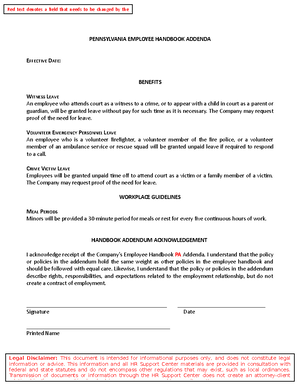 Virginia Handbook Addendum - Red text denotes a field that needs to be ...