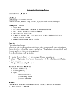 Patho Exam 3 - Pathogenic Microbiology Exam 3 SIX LECTURES 1. Case study 1 part 1 2. Case study ...