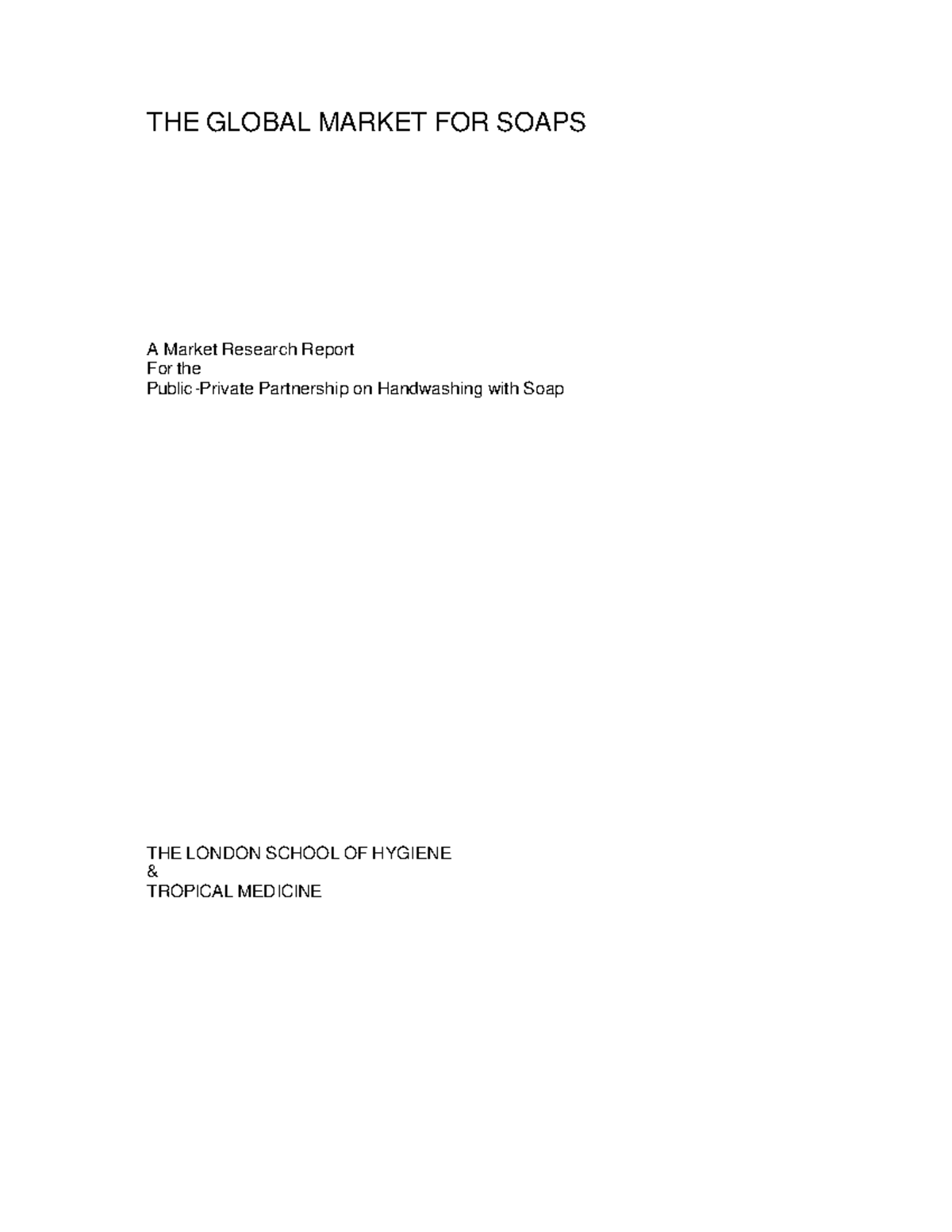 Soap-market-study-2000 business plan - THE GLOBAL MARKET FOR SOAPS A ...