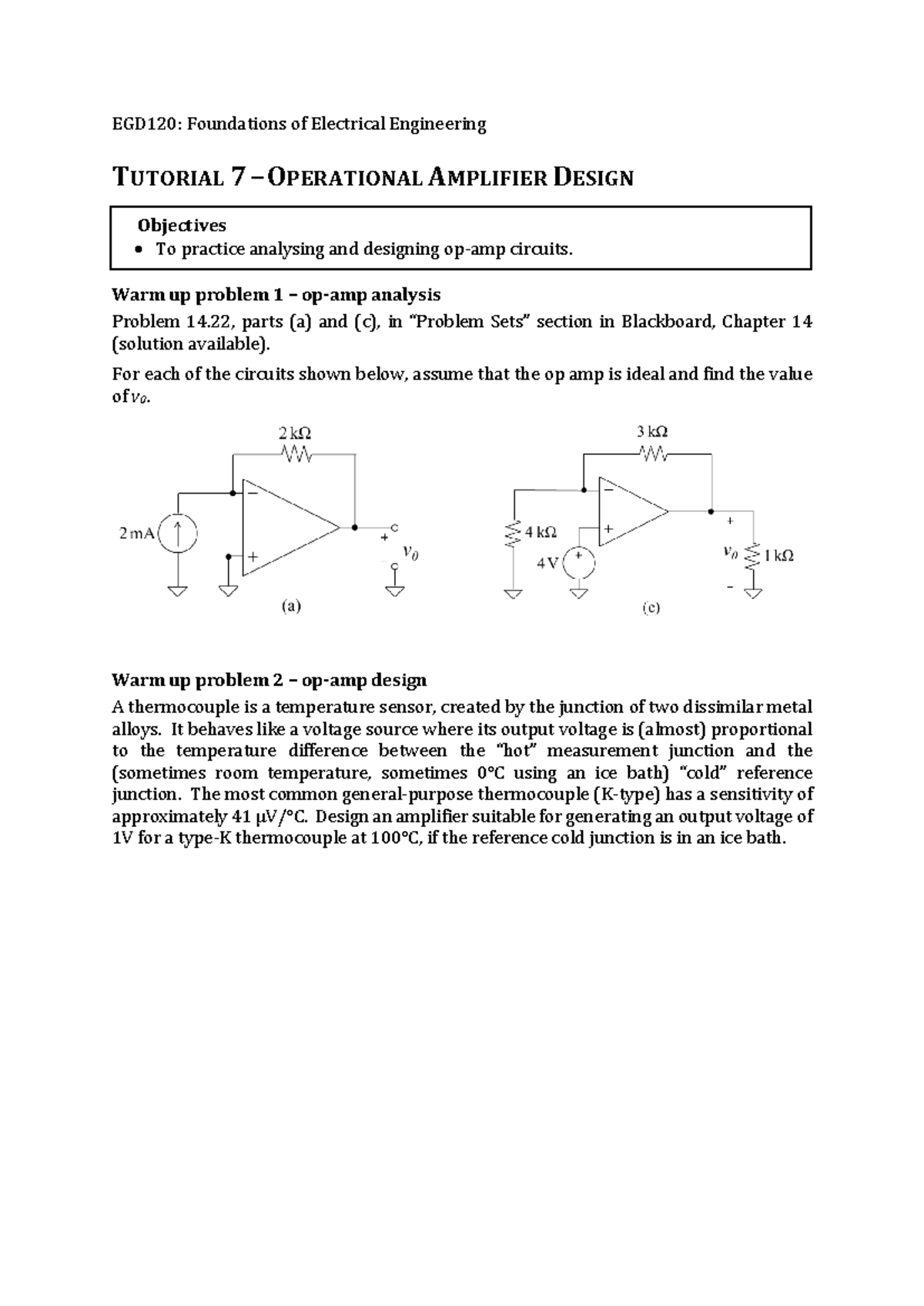 EGD120 Tute8-1 - notes - EGD120: Foundations of Electrical Engineering ...