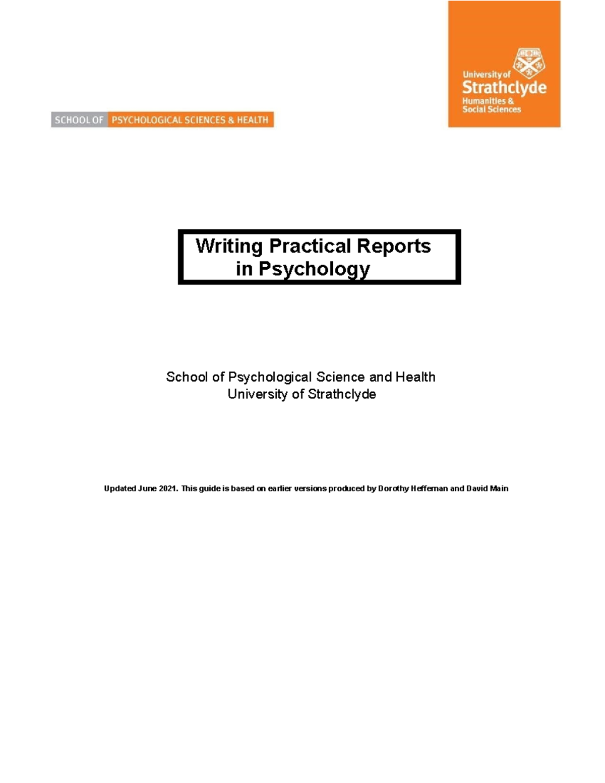 Report Writing Guide 2021 - Writing Practical Reports in Psychology ...