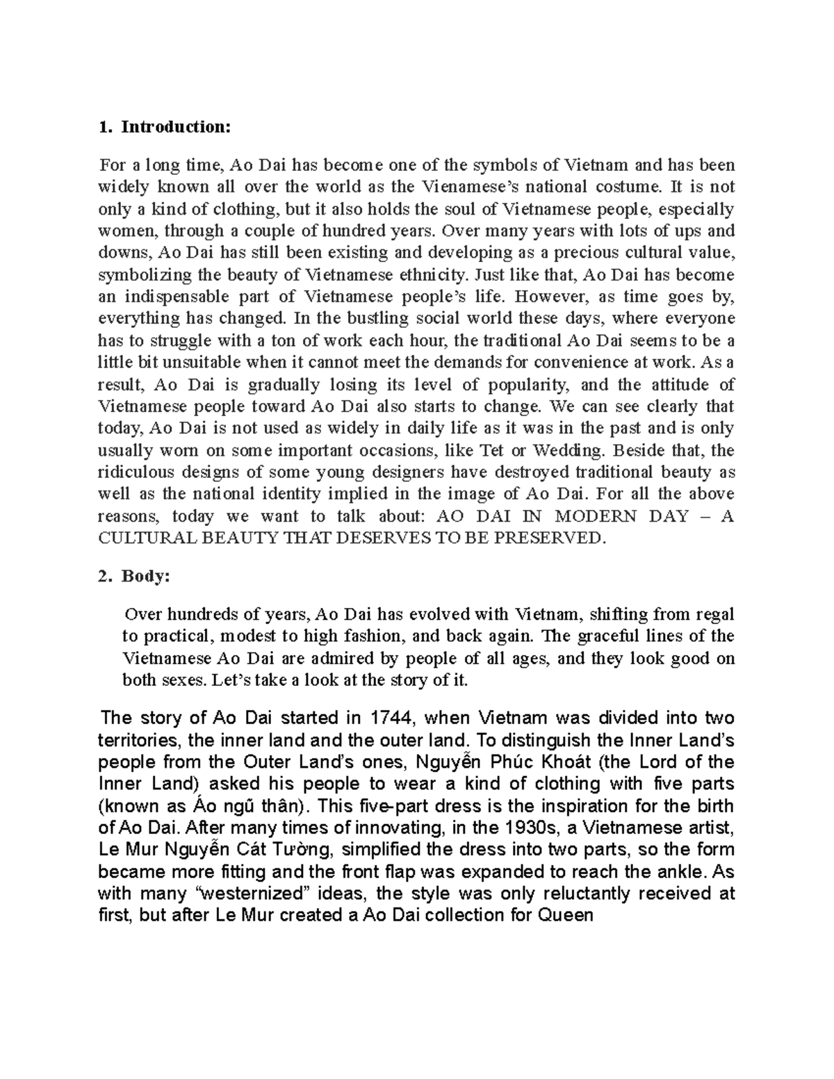 Phần script - van de trong xa hoi - 1. Introduction: For a long time ...