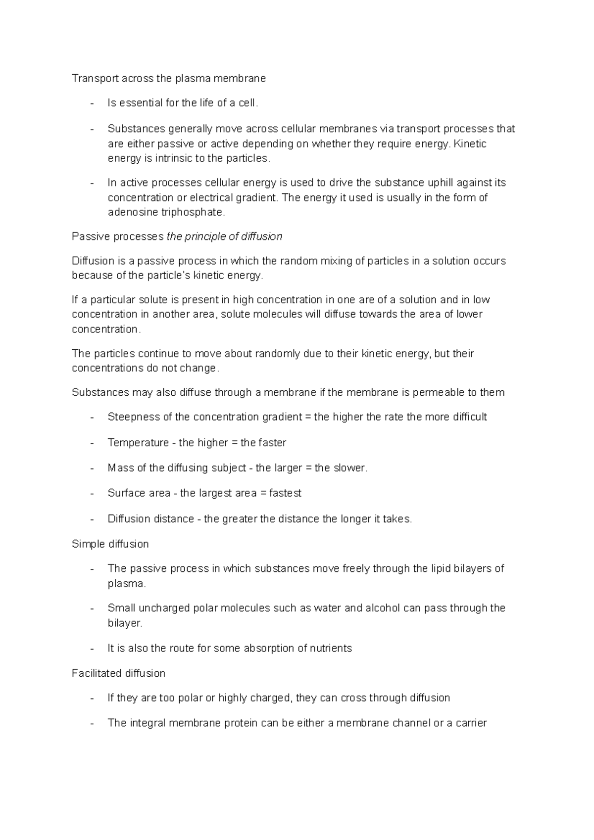 Week two reading, lecture and workshop notes - Transport across the ...