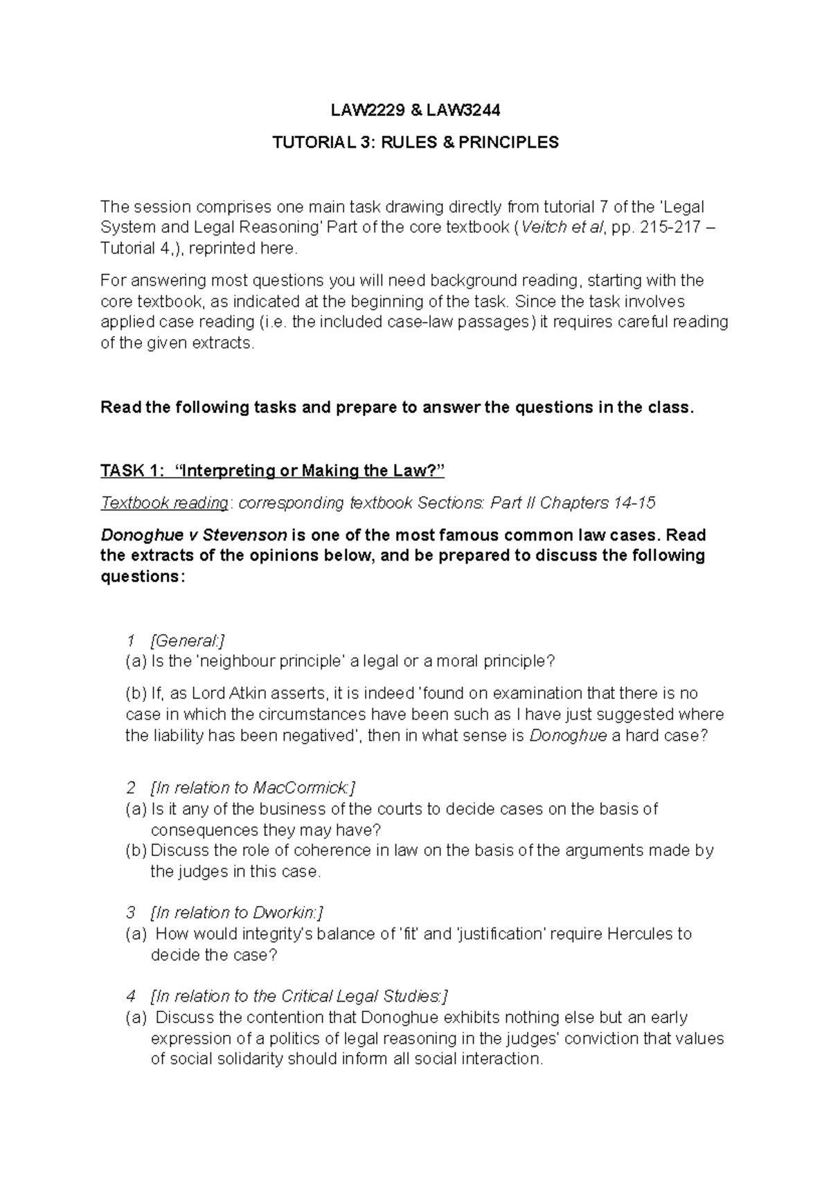 Tutorial 3- Rules and Principles - LAW2229 & LAW TUTORIAL 3: RULES ...