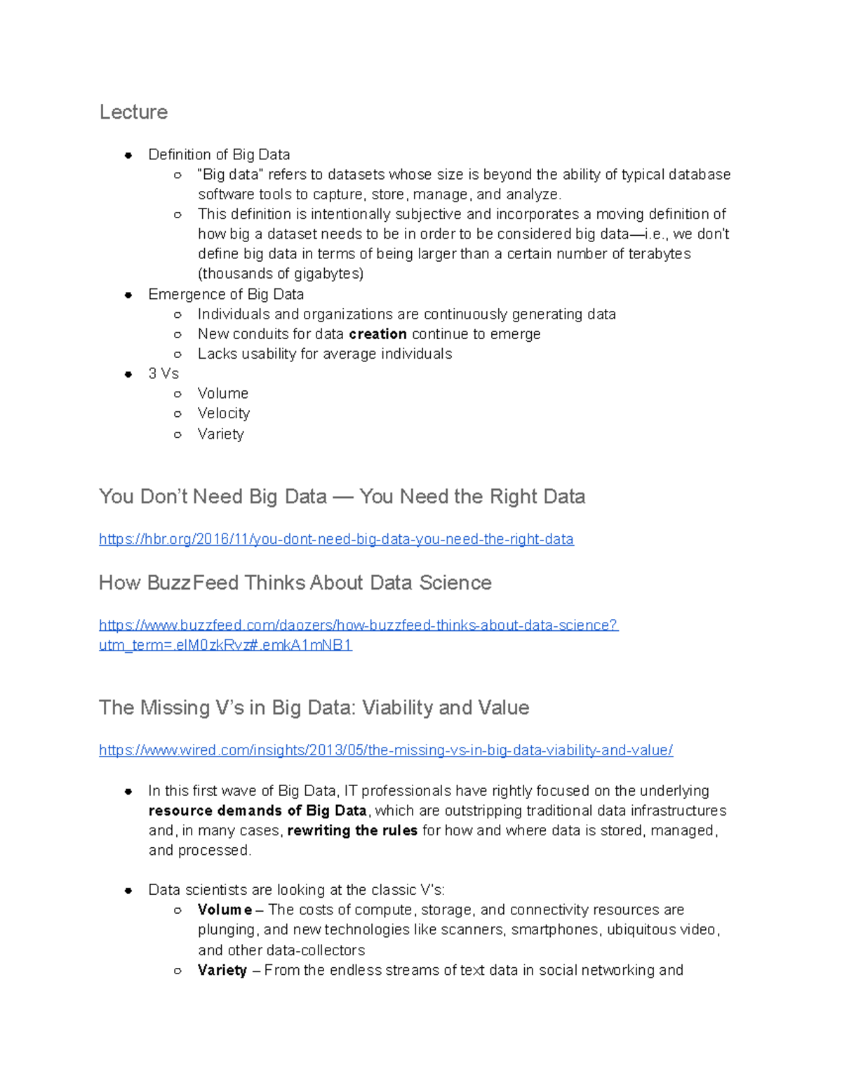 Module 1.1 Big Data - Lecture notes 1.1 - Lecture Definition of Big ...