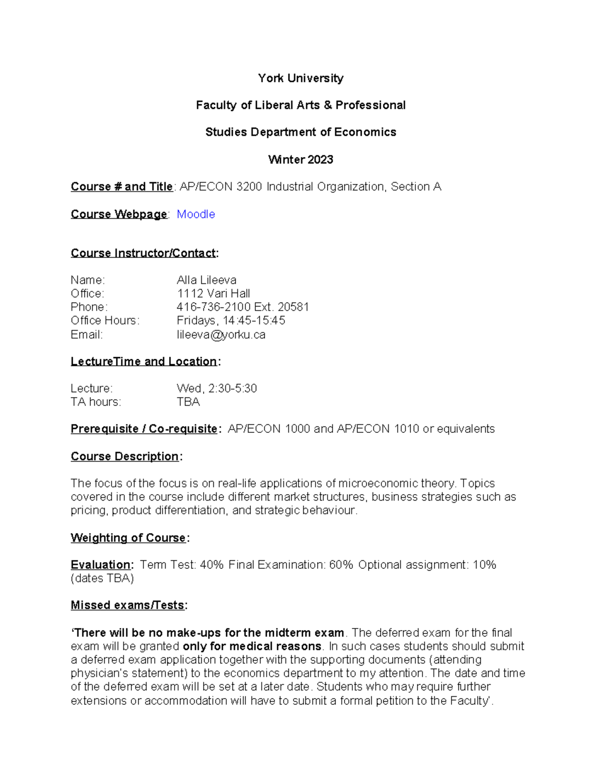 Course outline 3200 W 2023 - York University Faculty of Liberal Arts ...