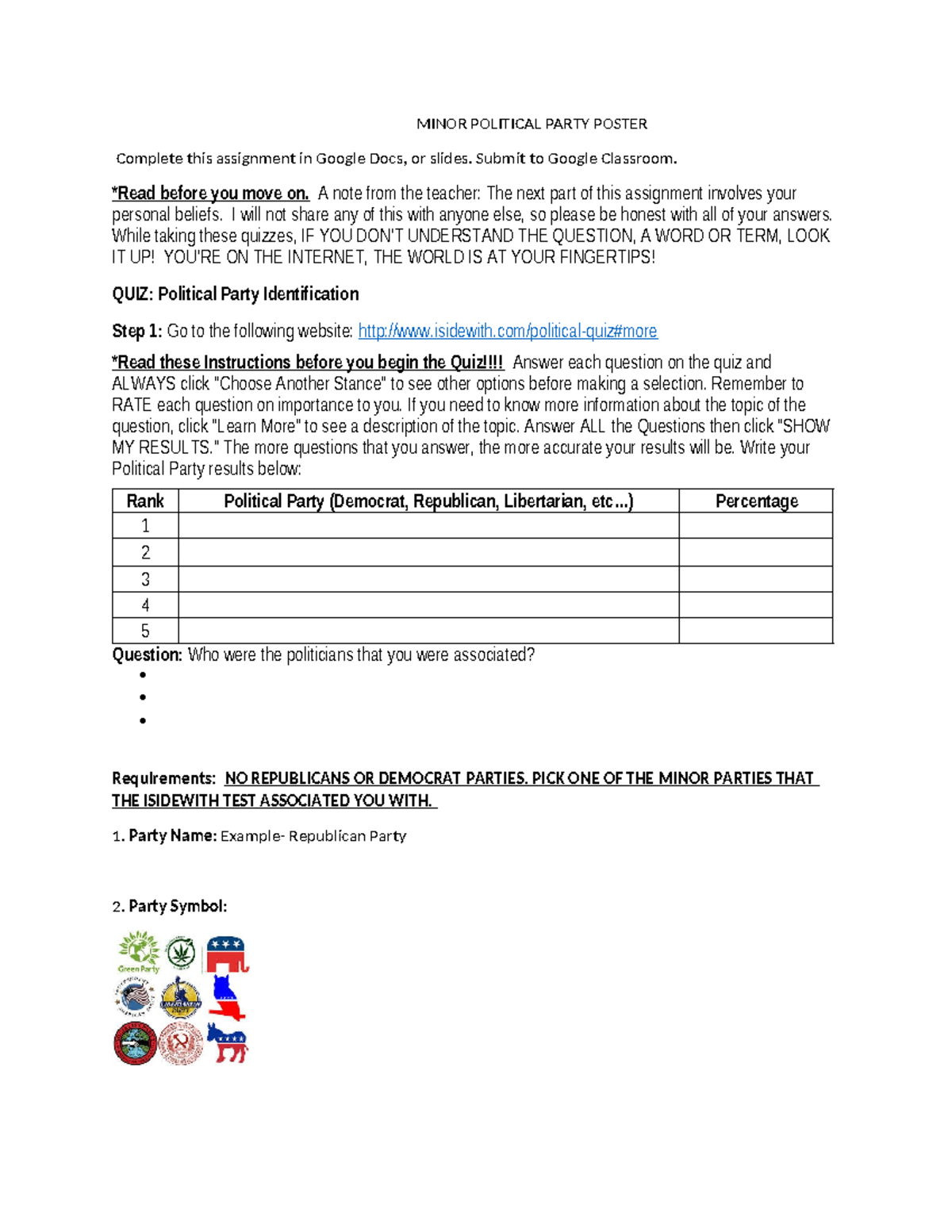 Minor Political Party mini project - MINOR POLITICAL PARTY POSTER ...