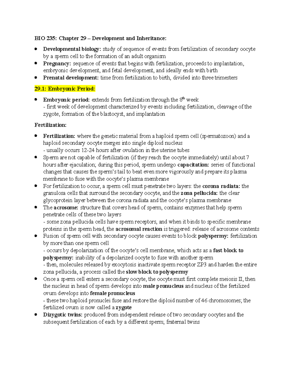Chapter 29 - Development and Inheritance - BIO 235: Chapter 29 ...