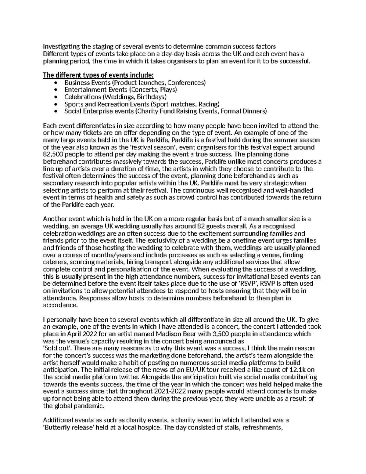 Unit 4 Managing An Event Assignment 2 Distinction Answer