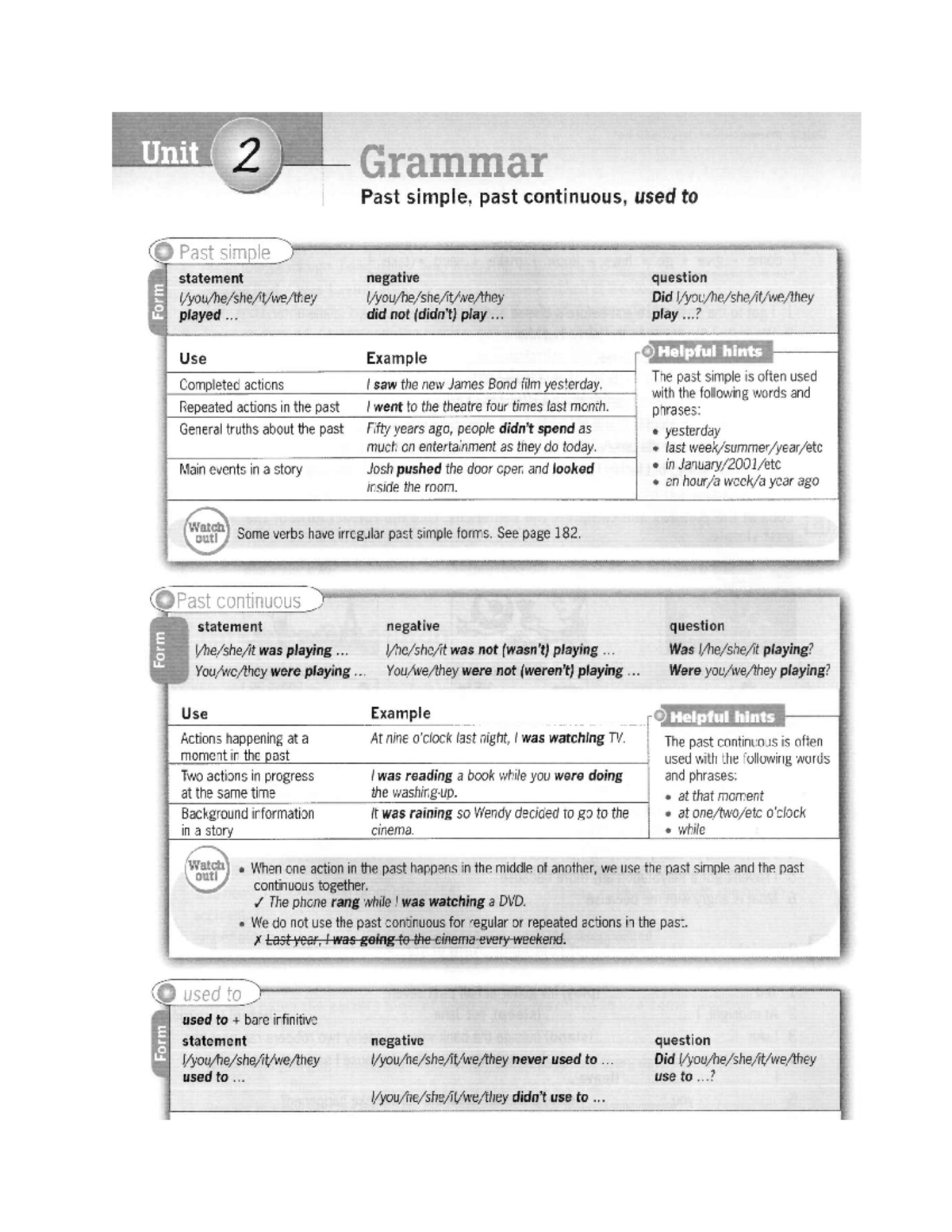PS-PC Exercise - jghb - Grammar Past simple, past continuous, used to ...