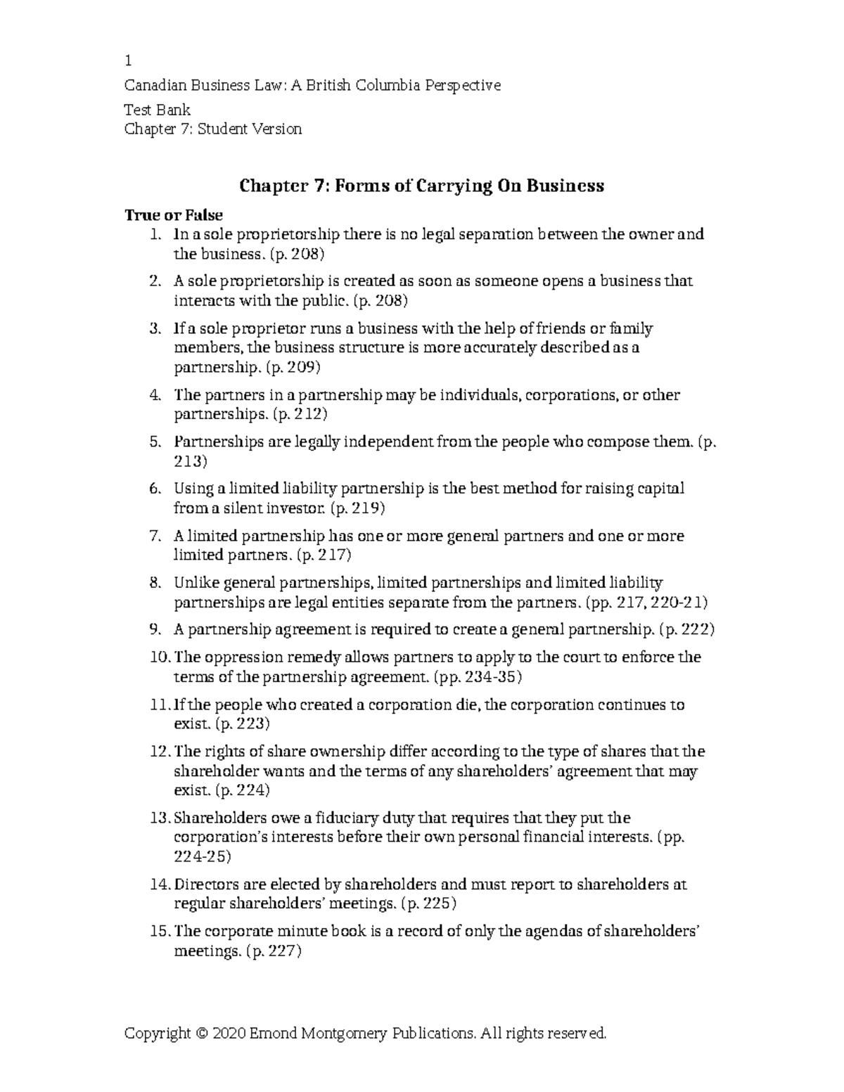 Chapter 7: Student Version - Canadian Business Law: A British Columbia ...