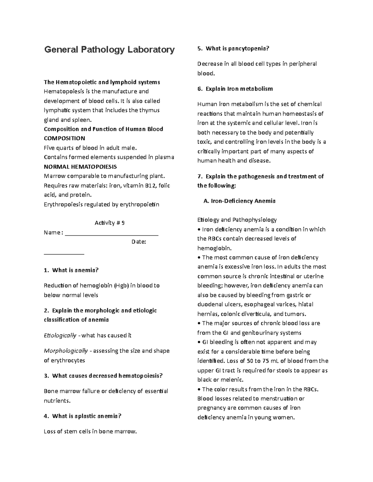 General Pathology Lab Q&A - General Pathology Laboratory The ...
