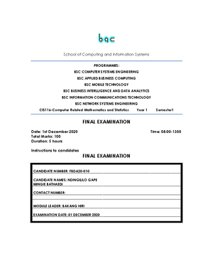 CMS Assessment test 1 2021 Question Paper - Botswana Accountancy ...