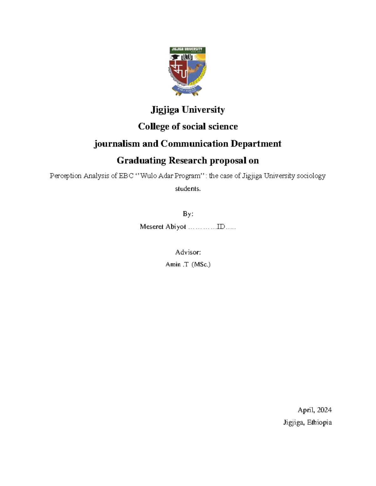 Messi research proposal - Jigjiga University College of social science ...