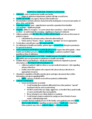 Hospital Admission Procedure includes preparation of admitting patient ...