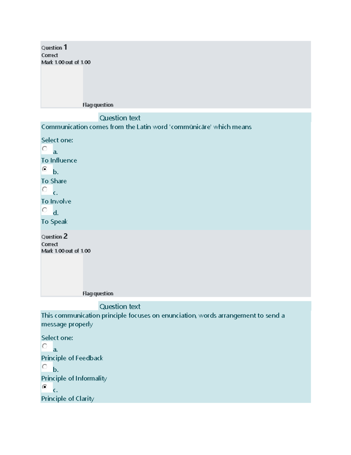 Purposive Communication 1 PQ1-PQ2 - Question 1 Correct Mark 1 out of 1 ...