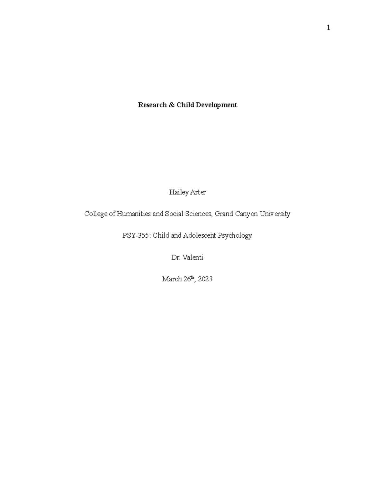 Research and Child Development Essaay - Research & Child Development ...