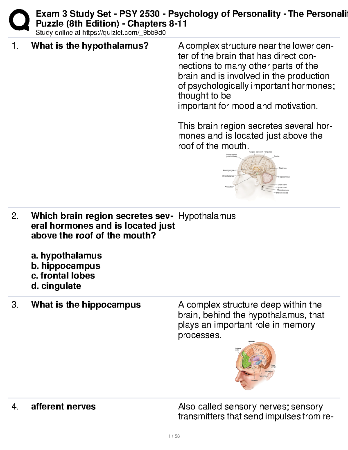 Personality Puzzle Exam 2 (ch. 8-11) - Puzzle (8th Edition) - Chapters ...