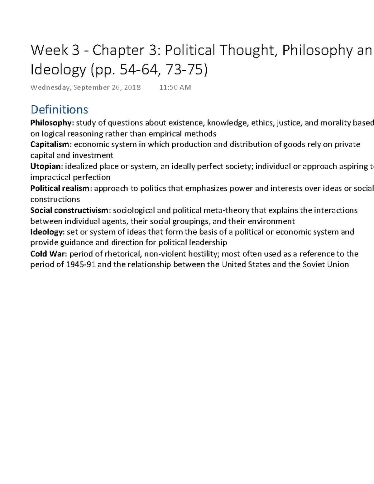 Week 3 - Chapter 3 Political Thought, Philosophy and Ideology (pp. 54 ...