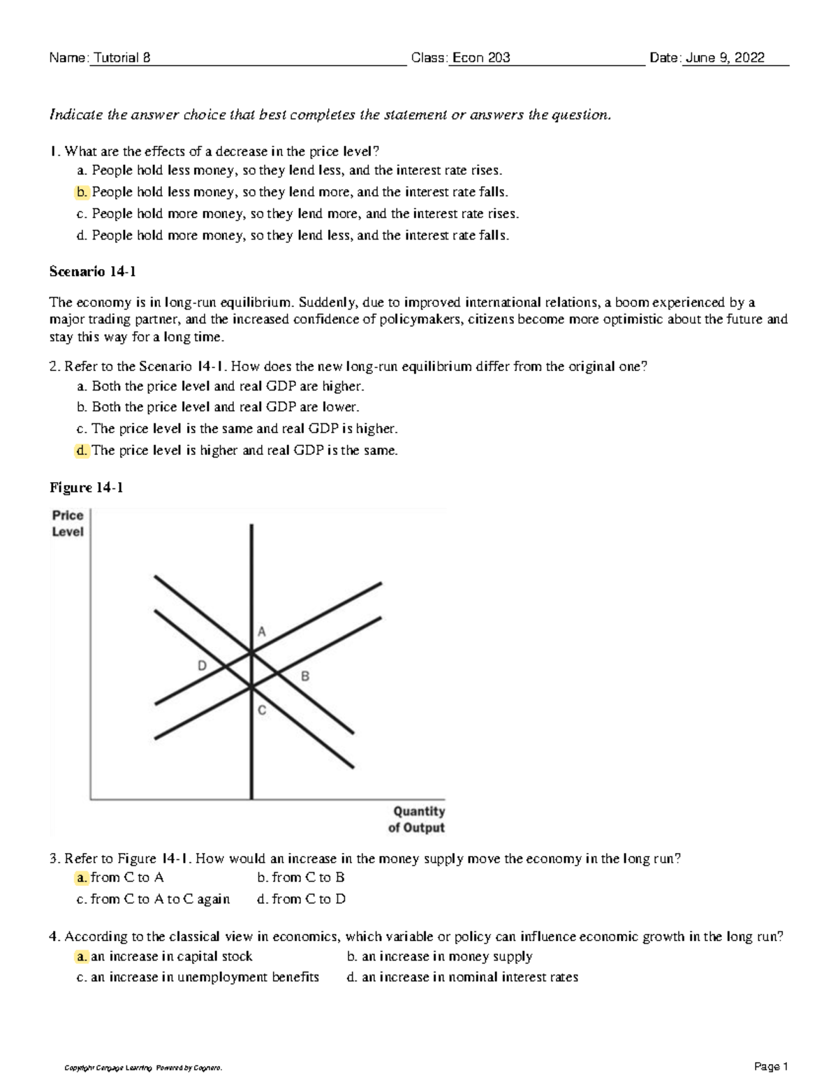 Tutorial 8 KEY - Name: Tutorial 8 Class: Econ 203 Date: June 9, 2022 ...