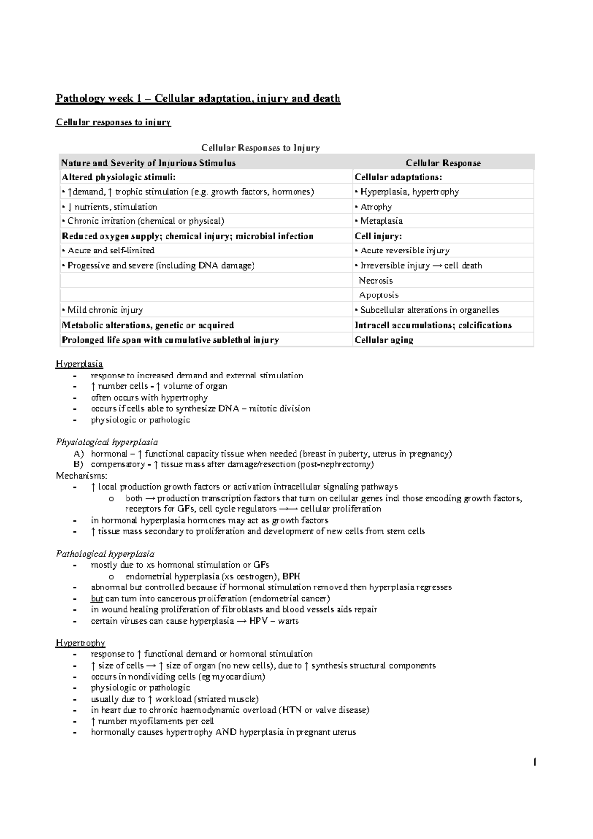 Cellular Adaptation Injury And Death -general overview - Pathology week ...