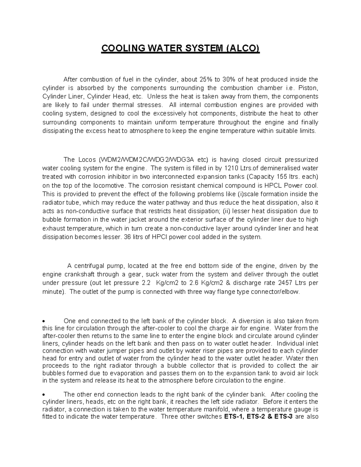 Cooling Water System ALCO & HHP 1 - COOLING WATER SYSTEM (ALCO) After ...