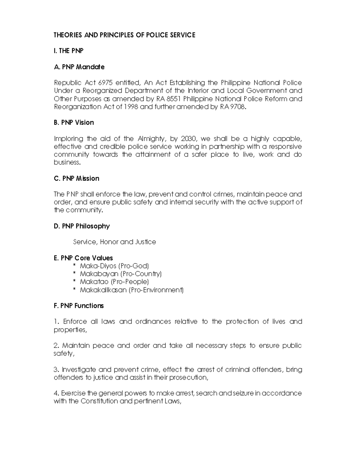 LEA 1 IV Theories AND Principles OF Police Service - THEORIES AND ...