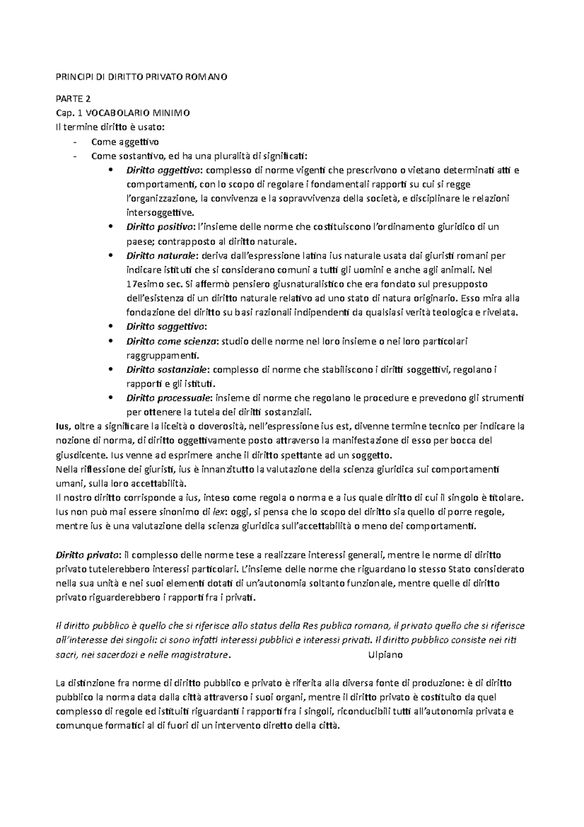 Principi di diritto privato romano - PRINCIPI DI DIRITTO PRIVATO ROMANO PARTE 2 Cap. 1 ...