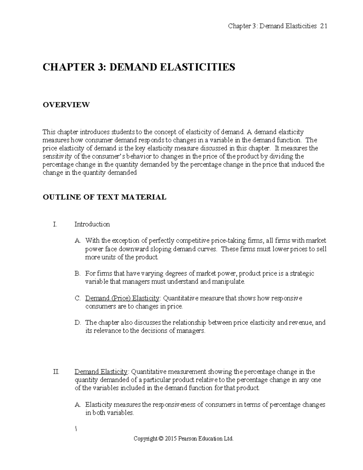 Micro - notes Elasticity - CHAPTER 3: DEMAND ELASTICITIES OVERVIEW This ...