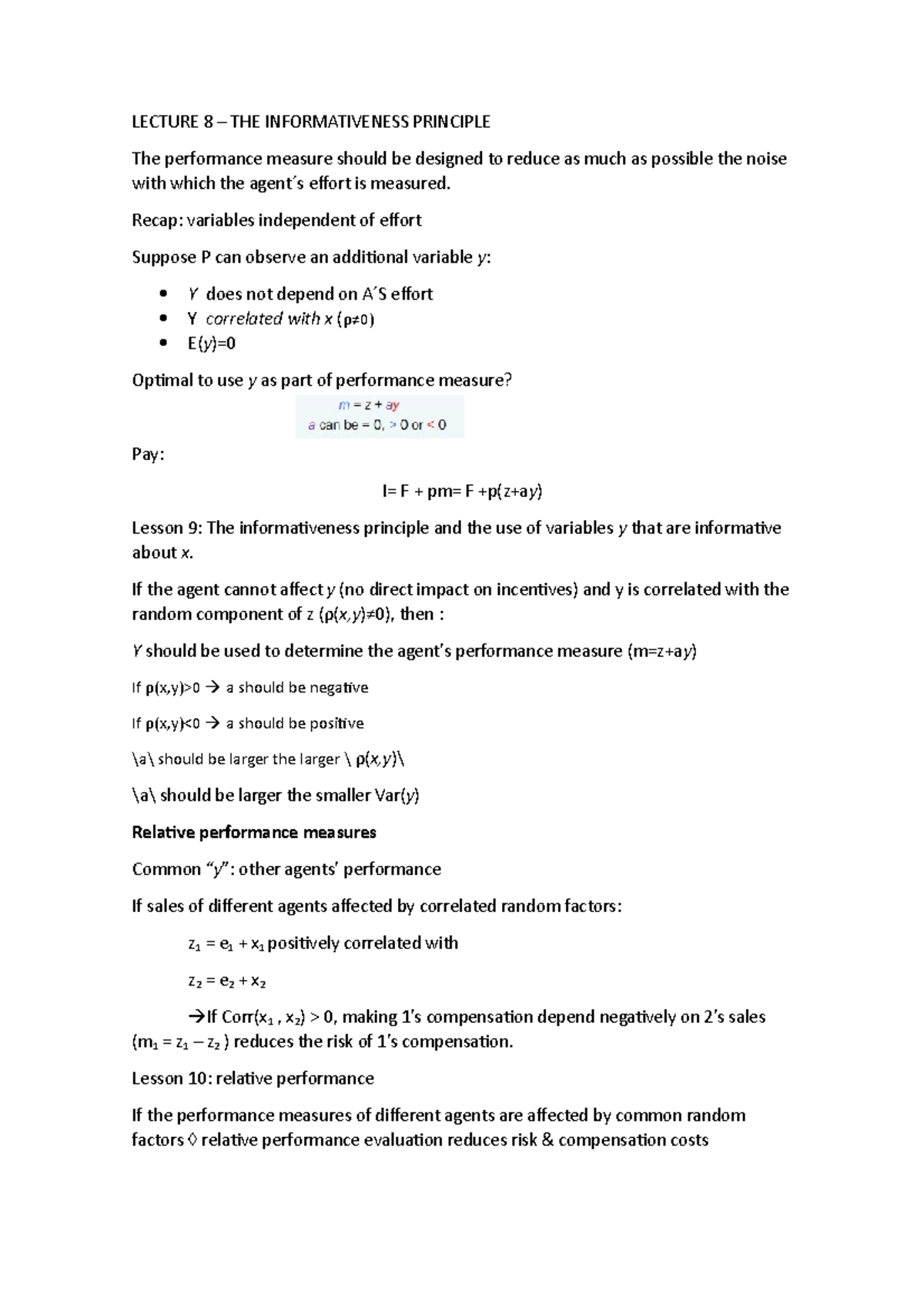 Lecture 8 - Apuntes 8 - LECTURE 8 – THE INFORMATIVENESS PRINCIPLE The ...