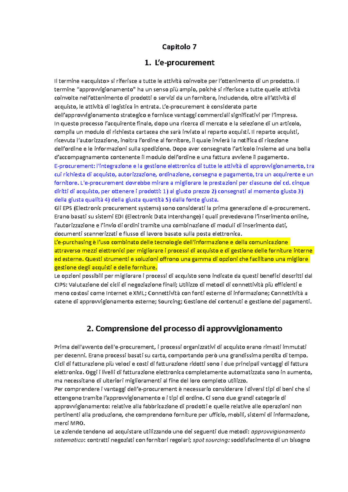 Riassunto sottolineato delle slides di Management Modulo 2 - Capitolo 7 ...