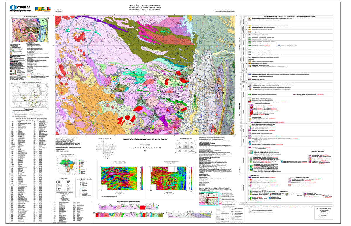 SB22 Araguaia - carta geologica - Projeção Cartográfica Cônica Conforme ...