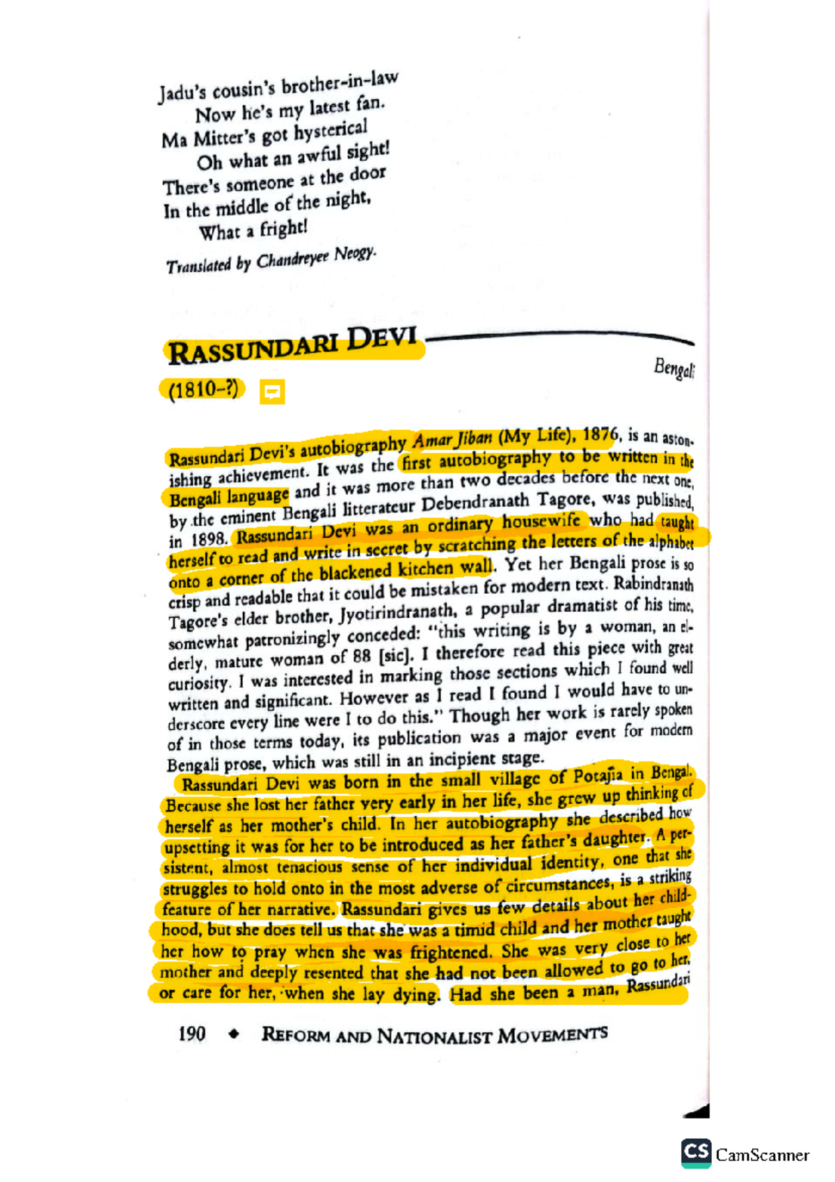Amar Jiban, Rassundari Devi - English Honours - Studocu