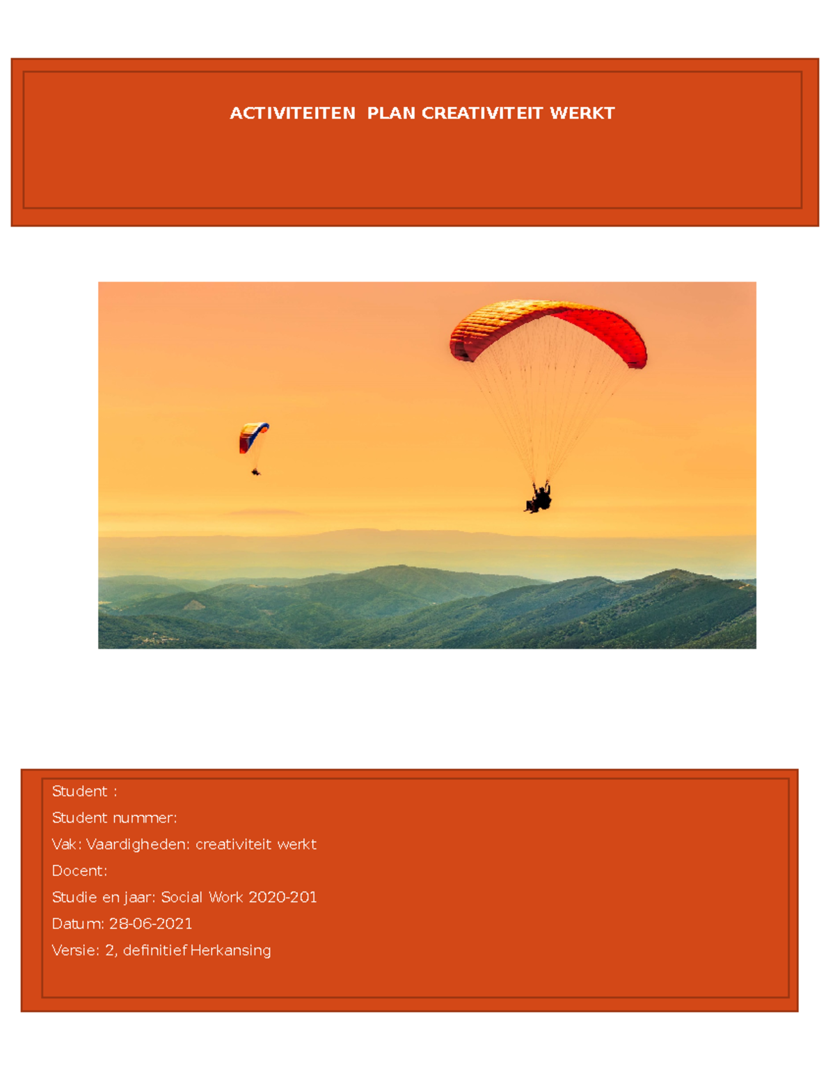 Activiteitenplan 3 - omkknkln - ACTIVITEITEN PLAN CREATIVITEIT WERKT ...