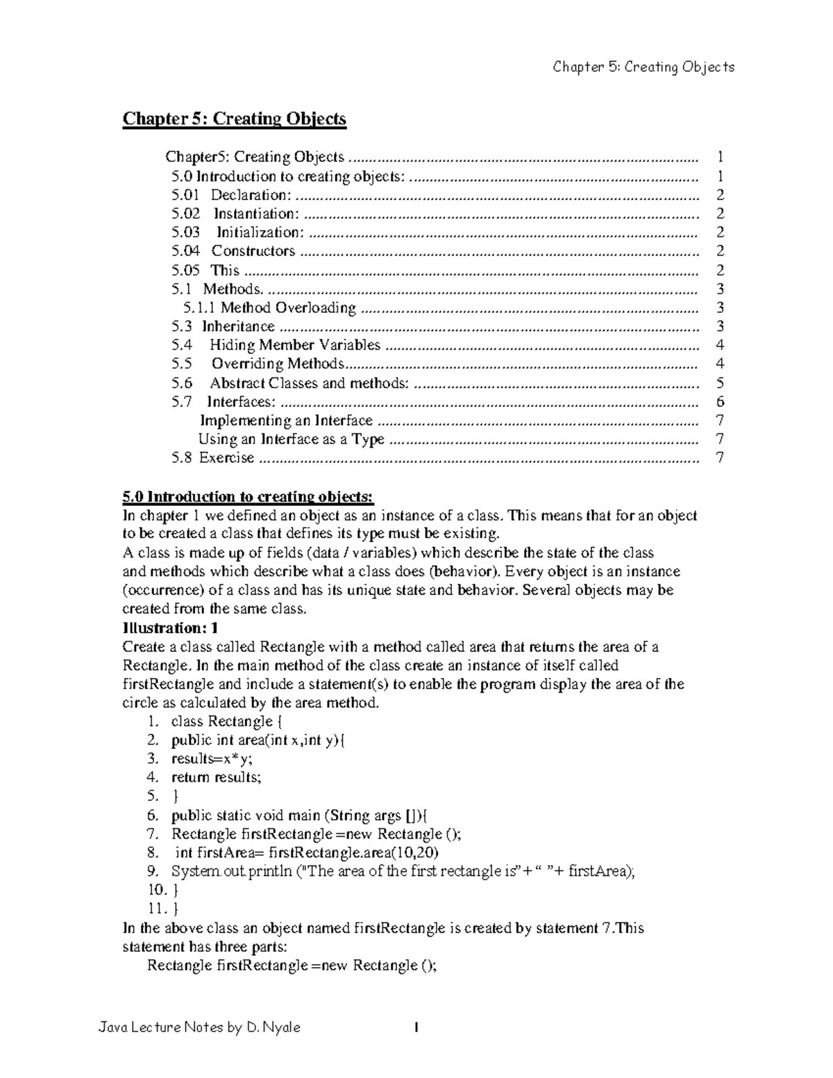 Chapter 5 Creating Objects - Chapter 5: Creating Objects Chapter5: Creating Objects - Studocu