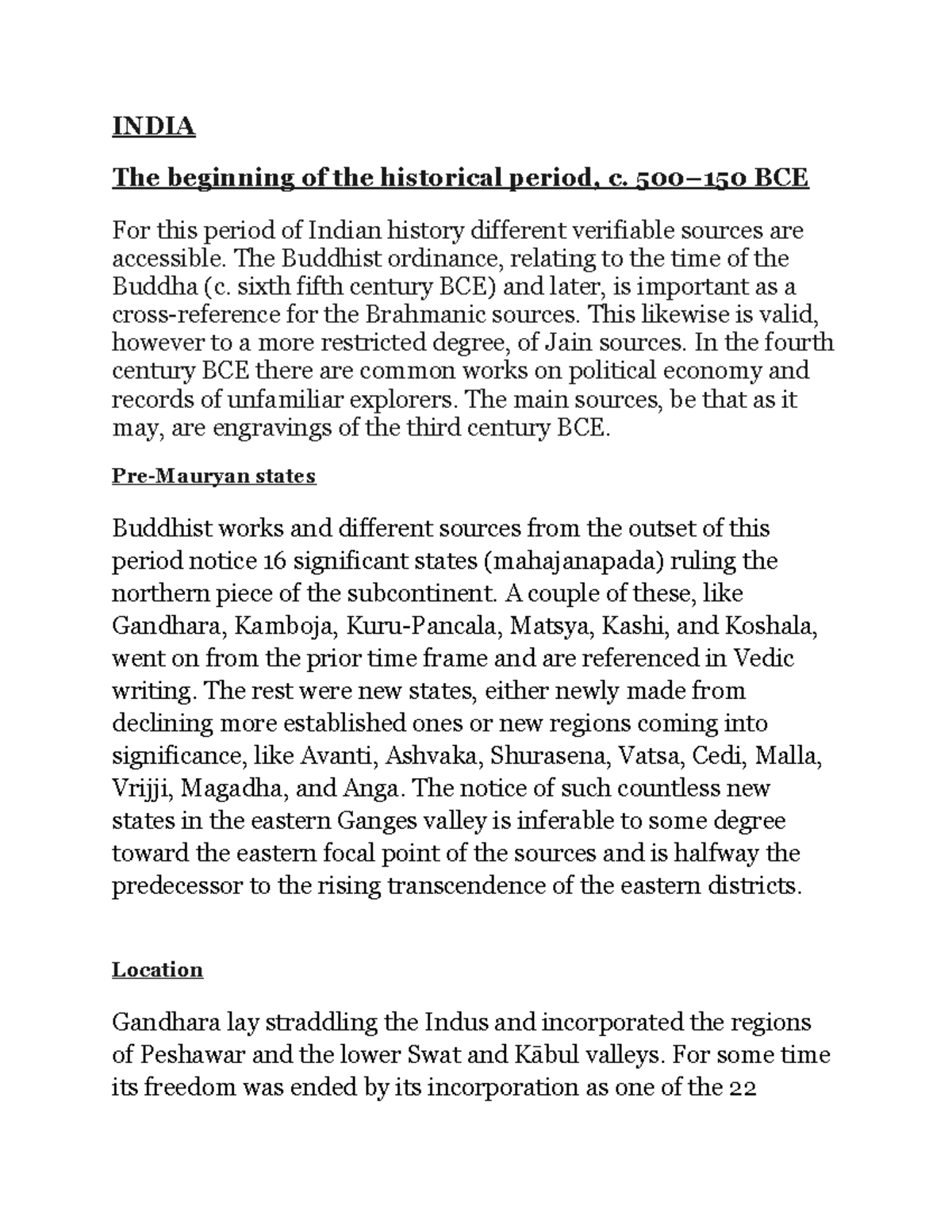 The beginning of the historical period, c. 500–150 BCE- India - INDIA ...