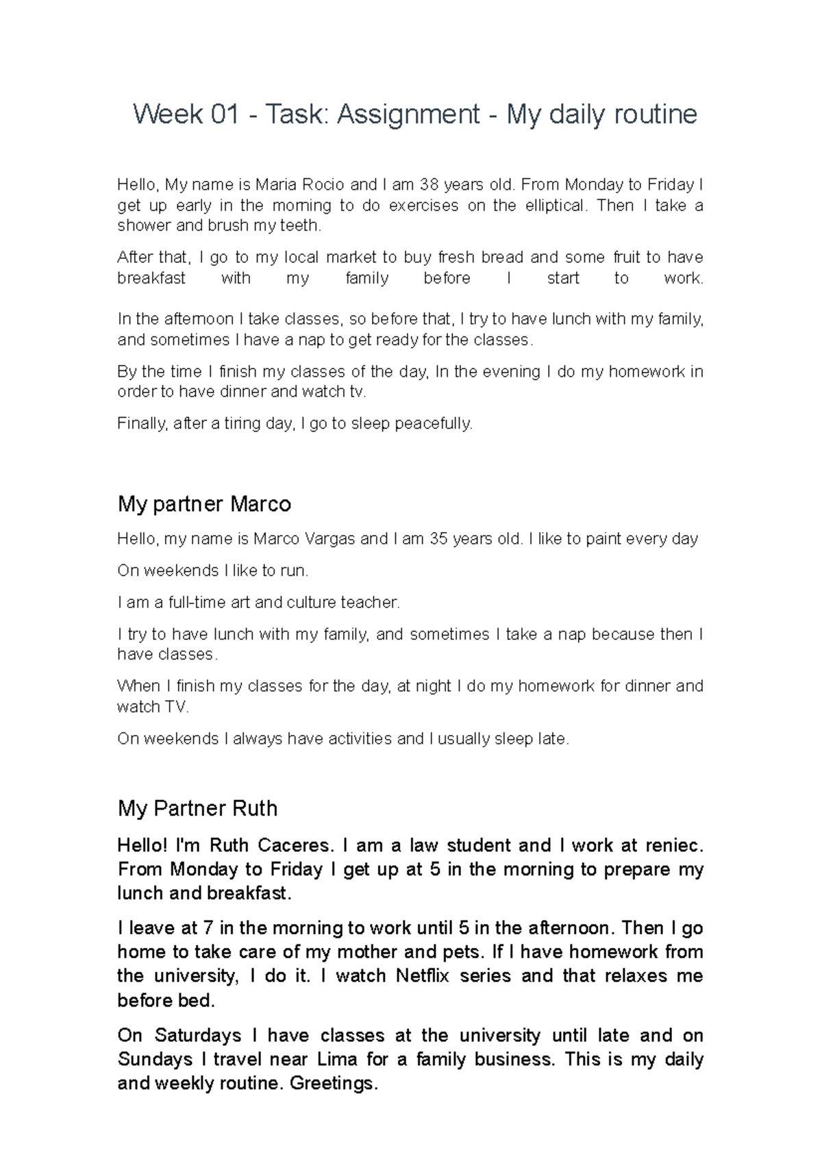 Grupo MY- Rutina- Diaria- Ingles-III - Week 01 - Task: Assignment - My ...