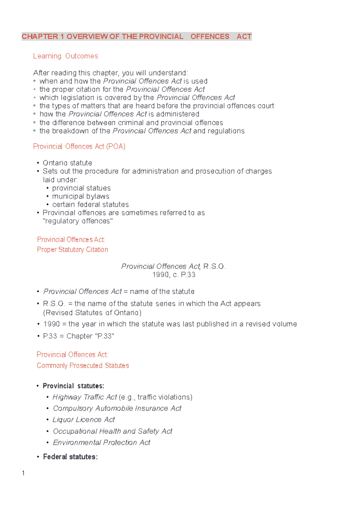 Provincial Offense Chapter 1-6 - CHAPTER 1 OVERVIEW OF THE PROVINCIAL ...