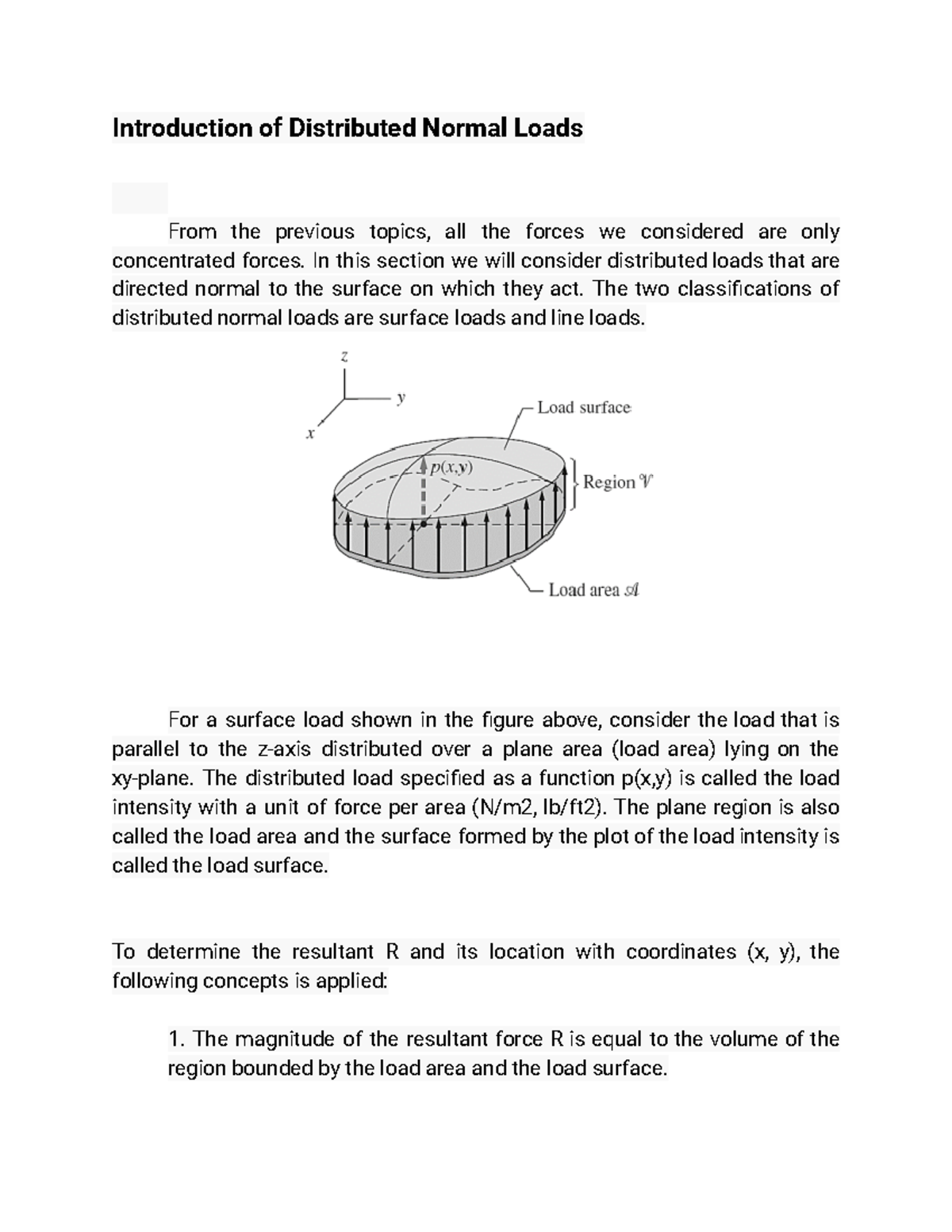 Introduction of Distributed Normal Loads - In this section we will ...