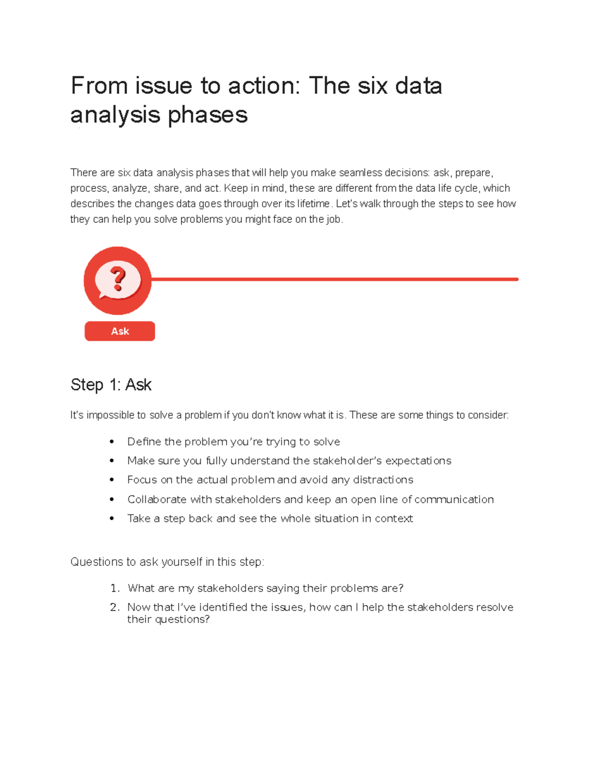 From issue to action - Data Analytics Process - From issue to action ...
