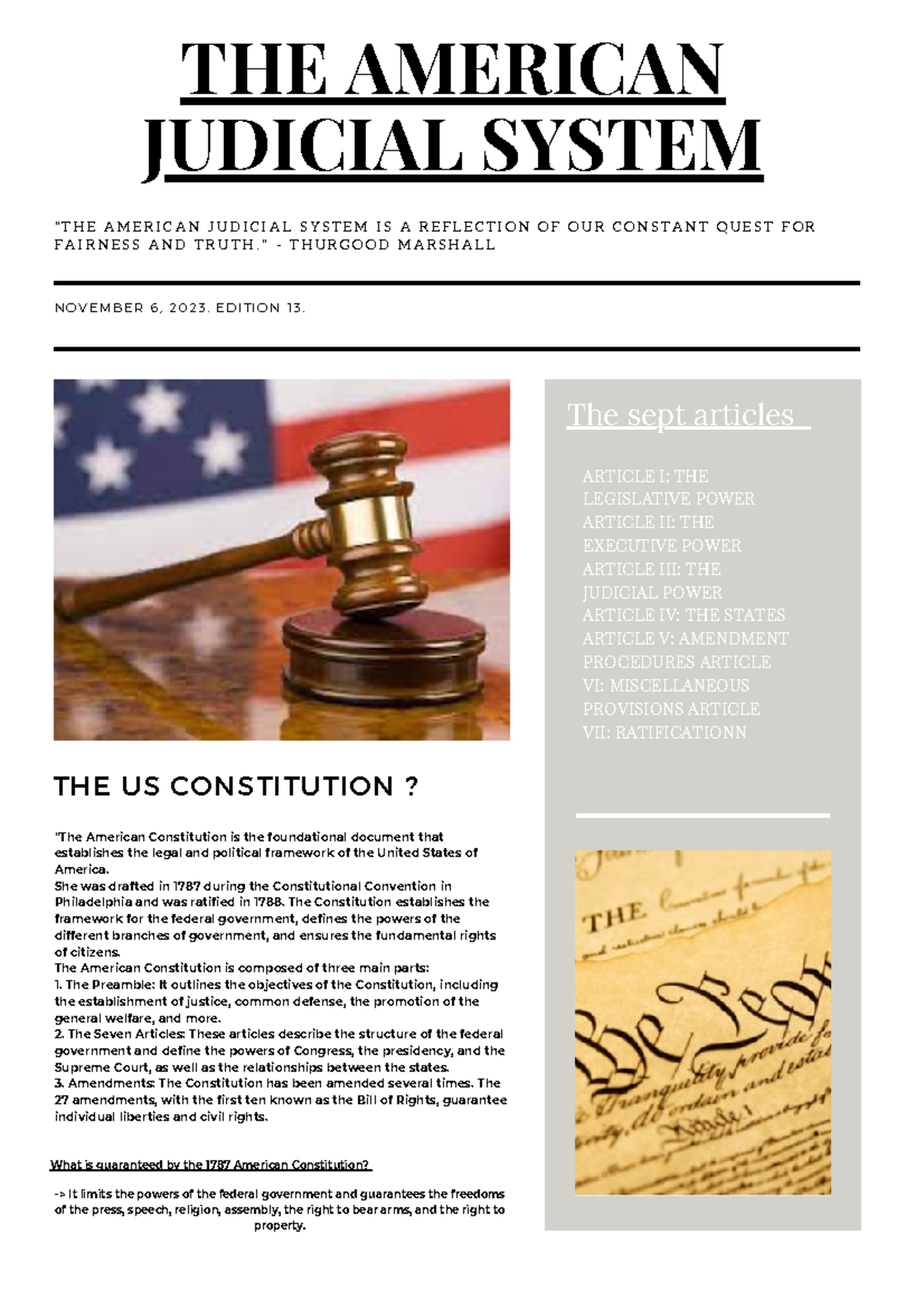 American Judicial System - THE AMERICAN JUDICIAL SYSTEM ####### " T H E ...