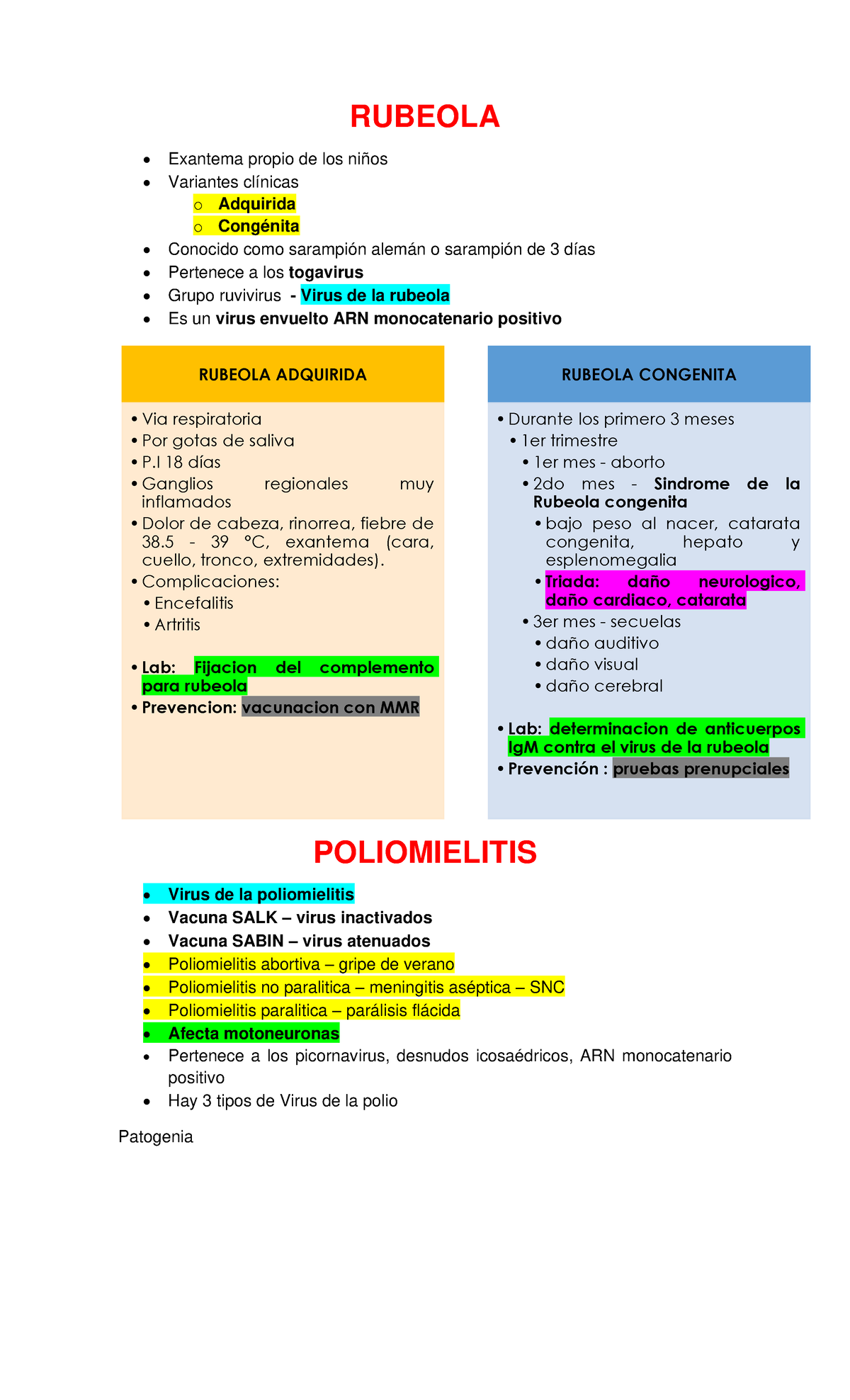 Guia tercer parcial - Guía de repaso de microbiología - RUBEOLA ...