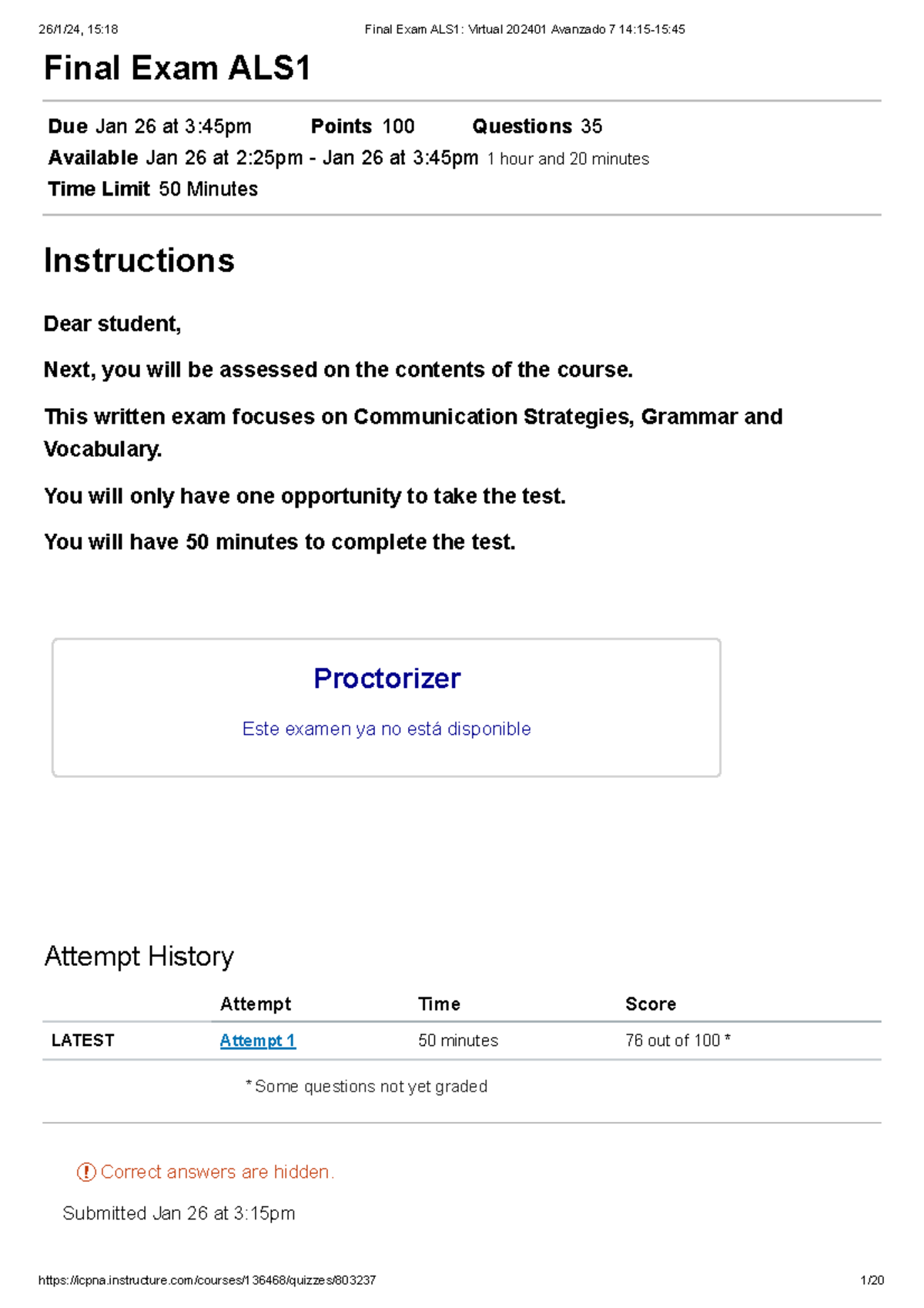 Final Exam ALS1 Virtual 202401 Avanzado 7 14 15-15 45 - * Some ...